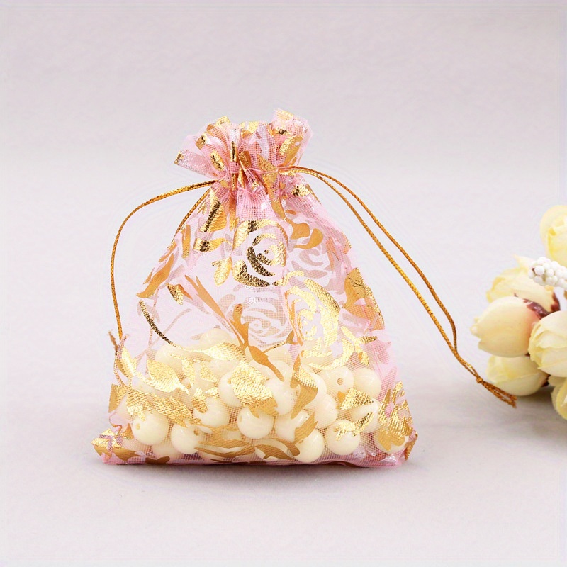 Rose Gilded Drawstring Bag Wedding Candy Bag Gift Bag - Temu United Kingdom