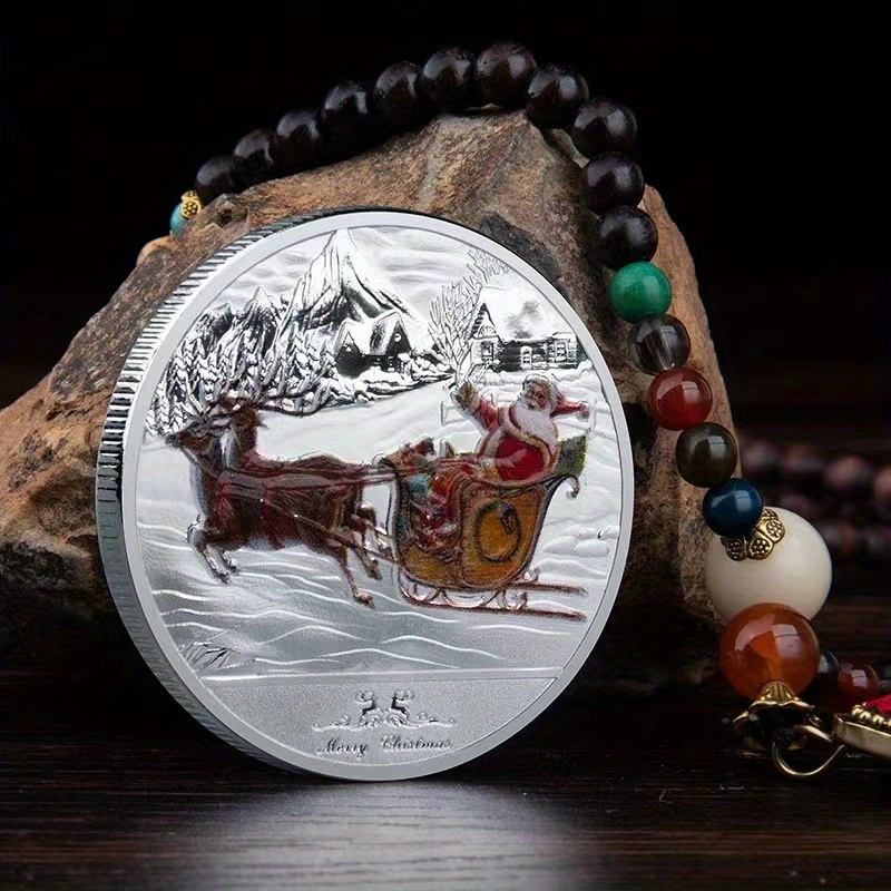 merry christmas collectible silvery plated souvenir coin - Temu Australia