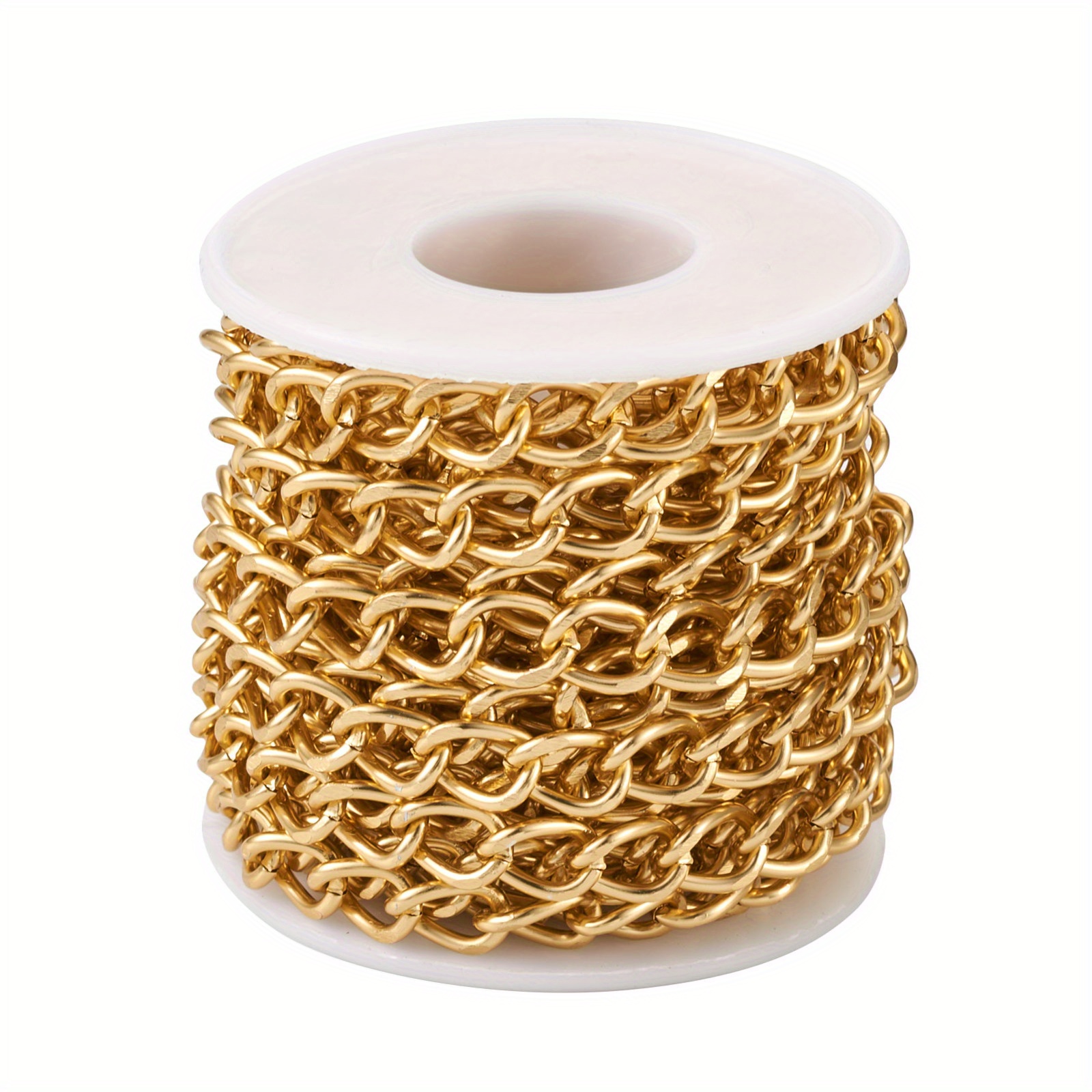 Aluminium Curb Chains, Golden Tone Twisted Alloy Chains, Unwelded ...