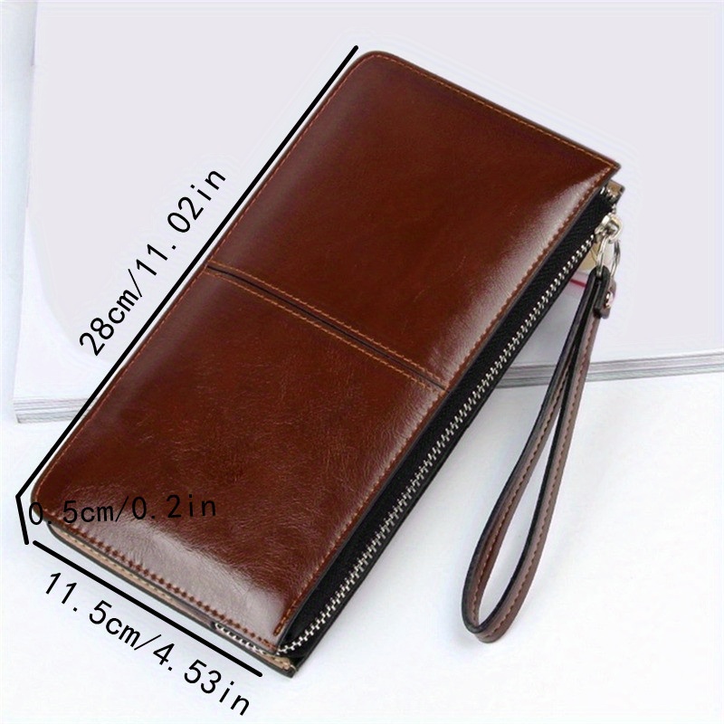 Vintage Solid Color Long Wallet Zipper Clutch Coin Purse - Temu Netherlands