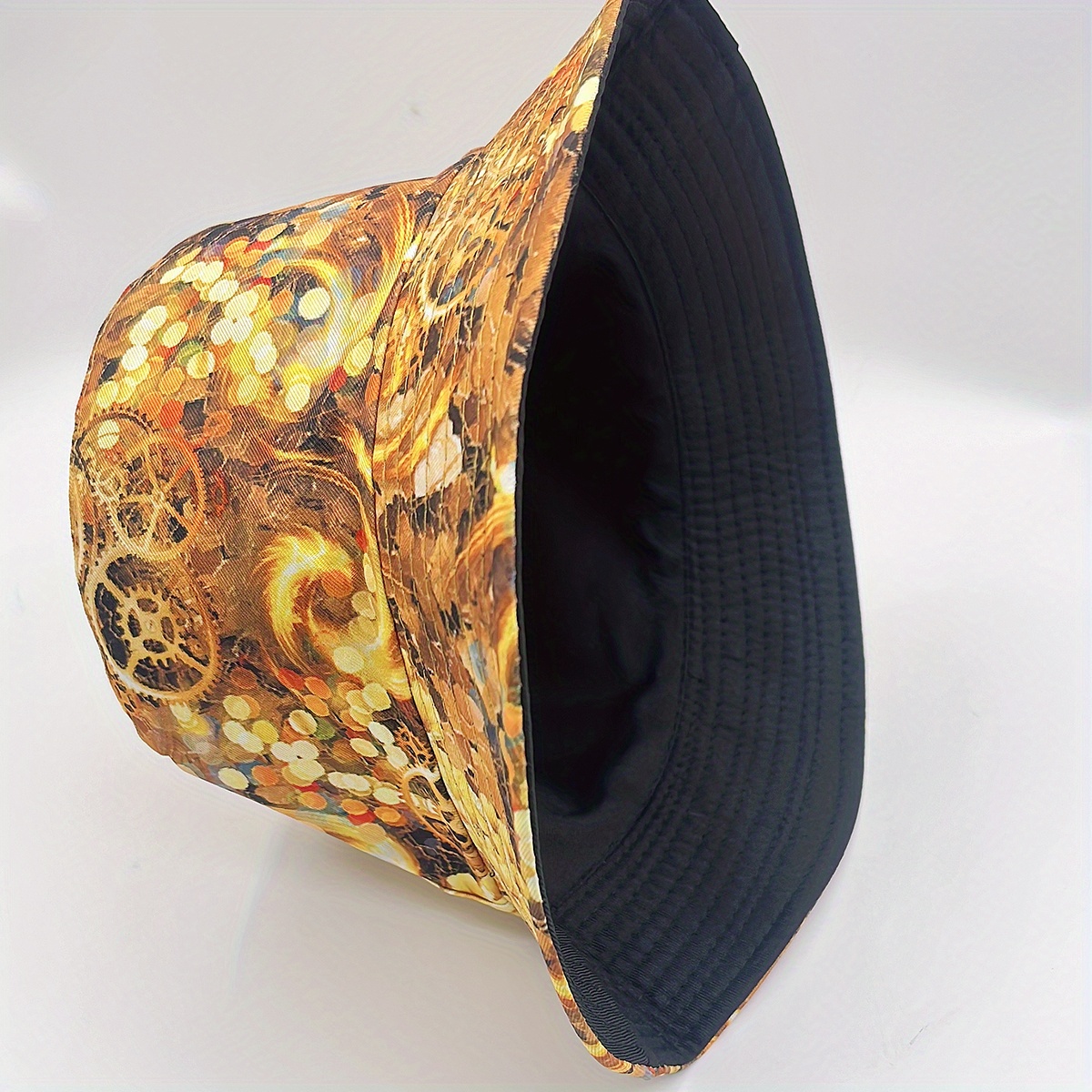Golden Machine Pattern Bucket Hat Unisex Casual Reversible - Temu New ...