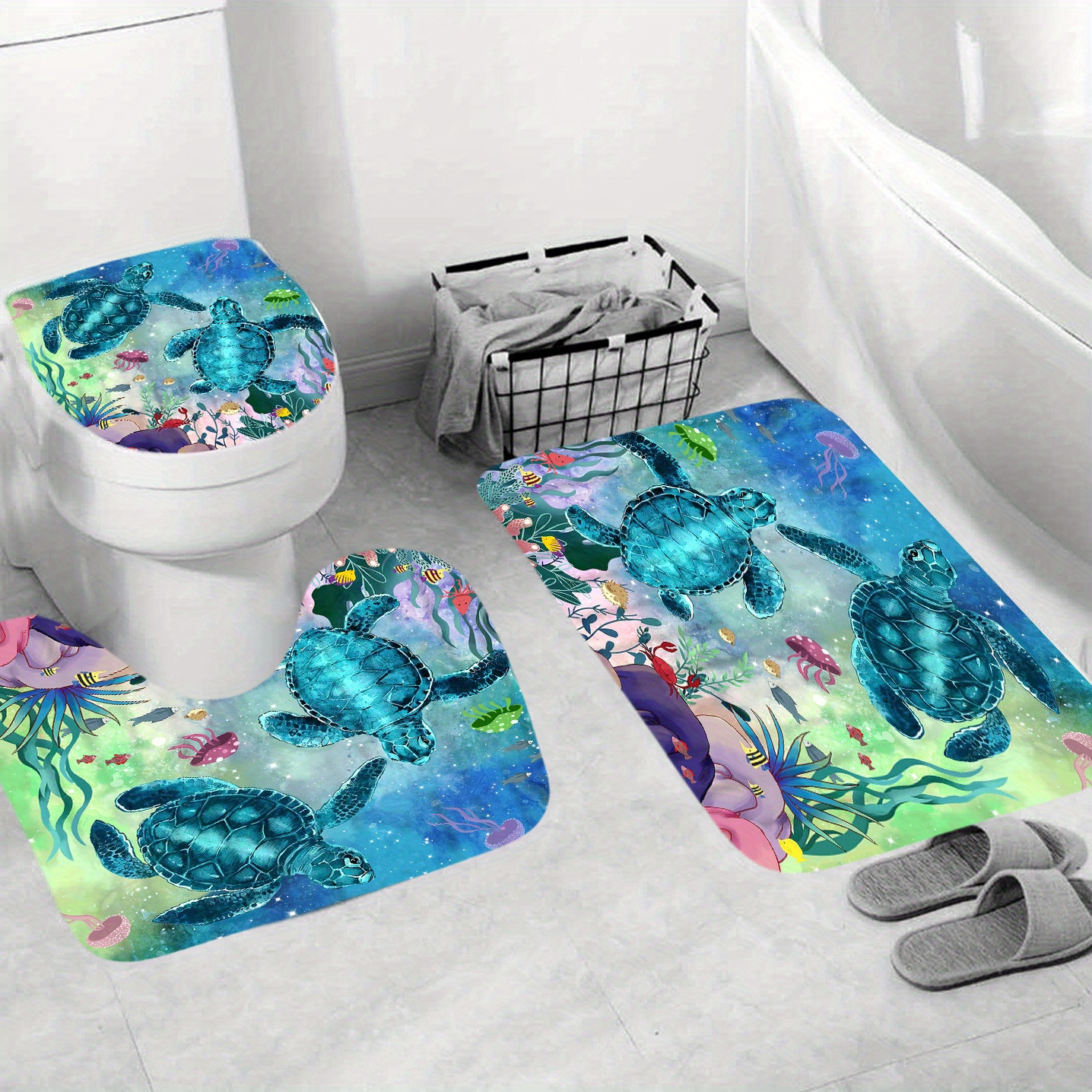 Sea Turtle Bathroom Sets Rugs Shower Curtain - Temu Australia