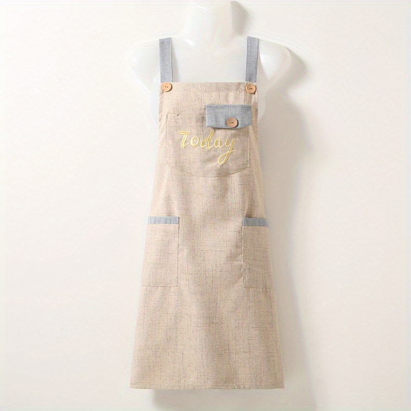 Aprons Solid Color Linen Kitchen Household Apron Waterproof - Temu Ireland