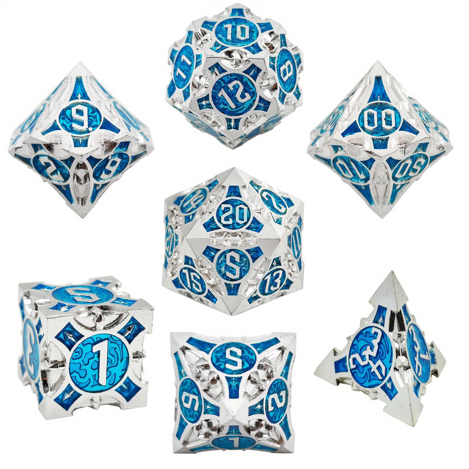 Metal Dice Set 7 Large Polyhedral Dice Set Mtg Rpg Role - Temu United ...
