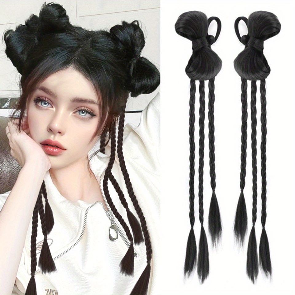 Synthetic Long Ponytail Extensions Box Braids Wrap Around - Temu