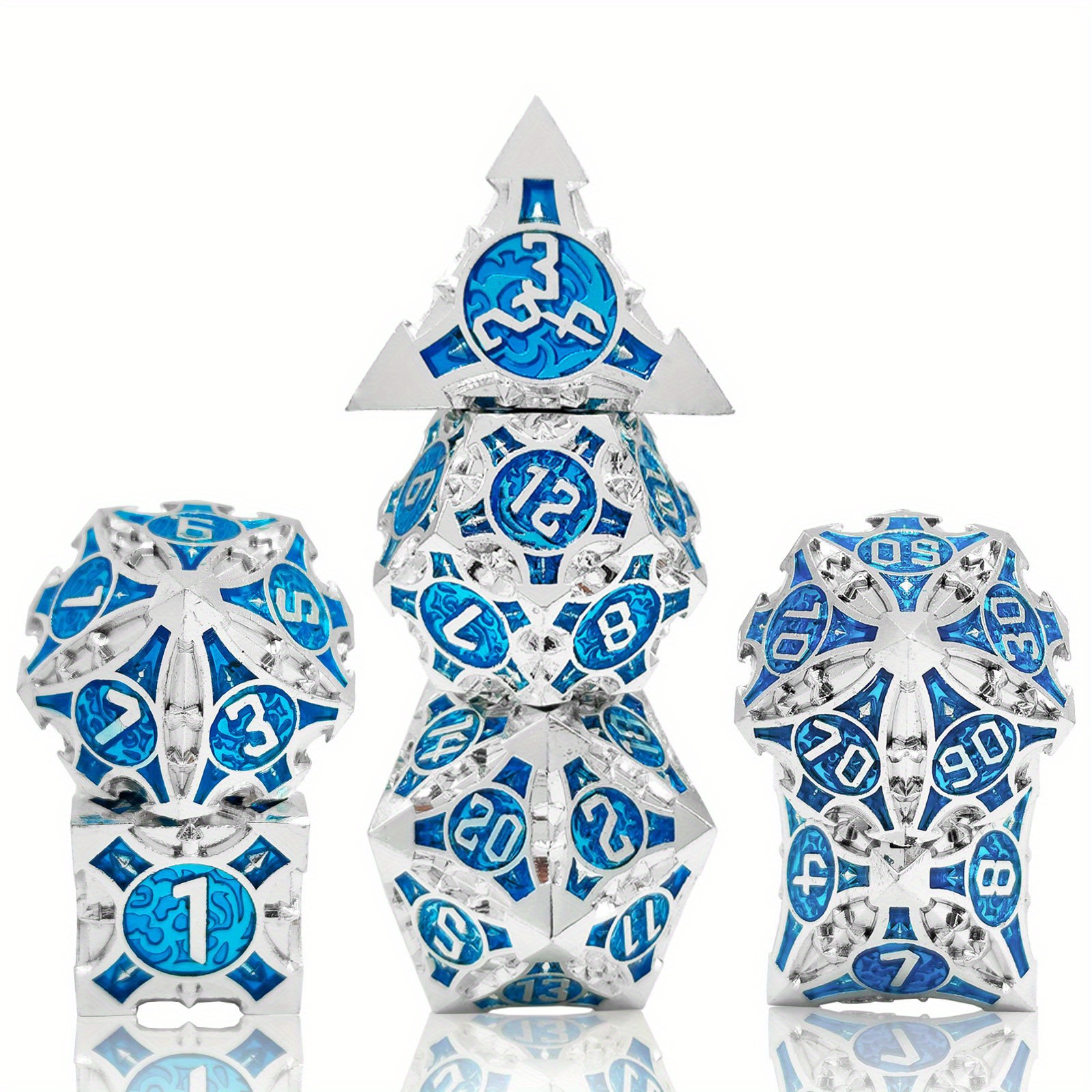 Metal Dice Set 7 Large Polyhedral Dice Set Mtg Rpg Role - Temu United ...