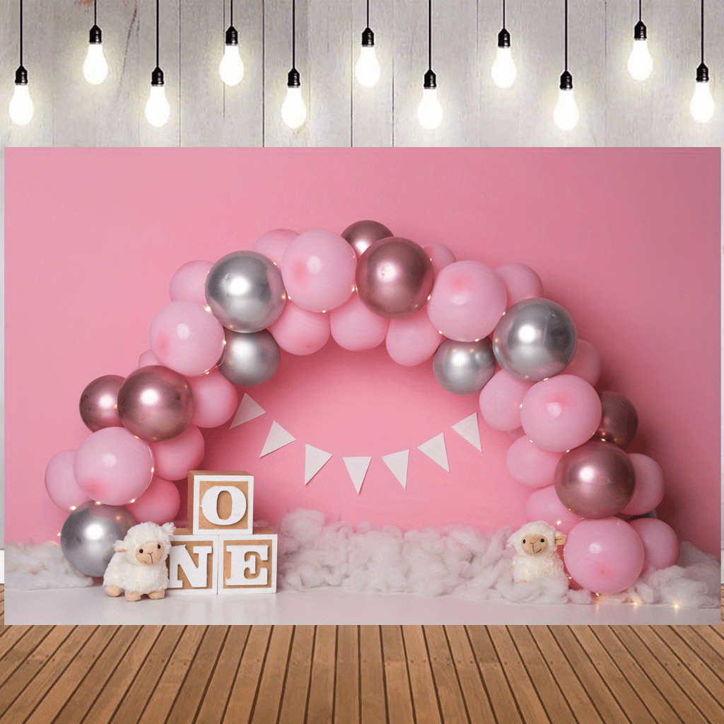 1pc Girl 1st Birthday Photography Background 5x3ft Pink One Year Old ...