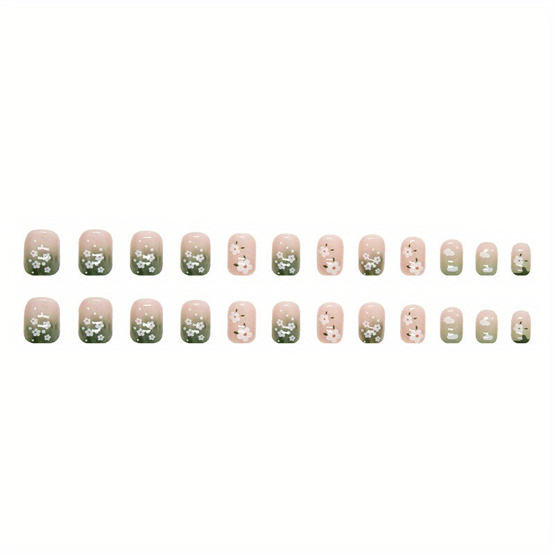 Glossy Medium Square Nails Spring Green Ombre Press - Temu Australia