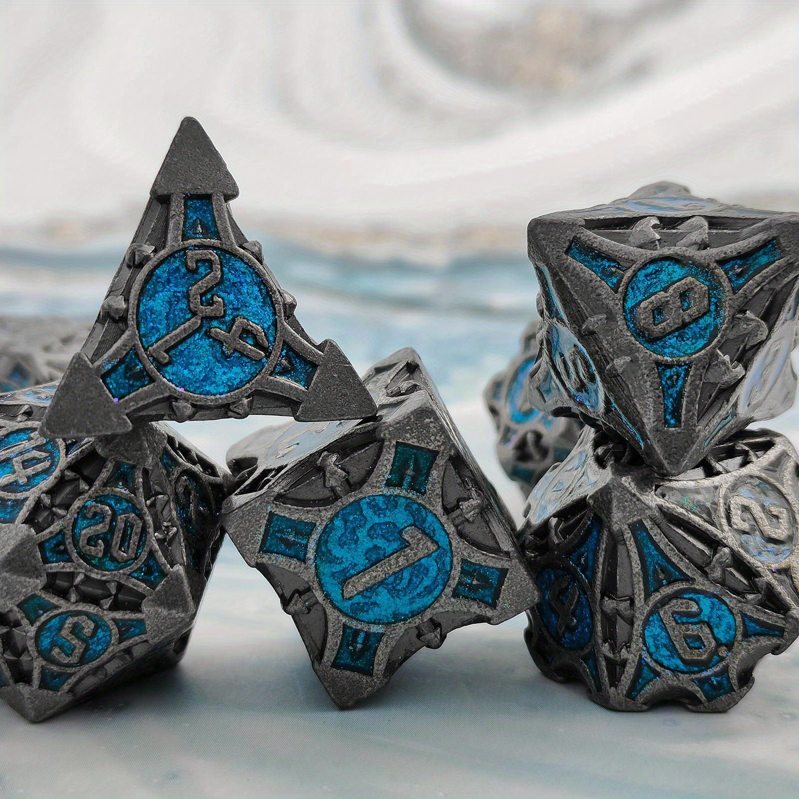 Metal Dice Set 7 Large Polyhedral Dice Set Mtg Rpg Role - Temu