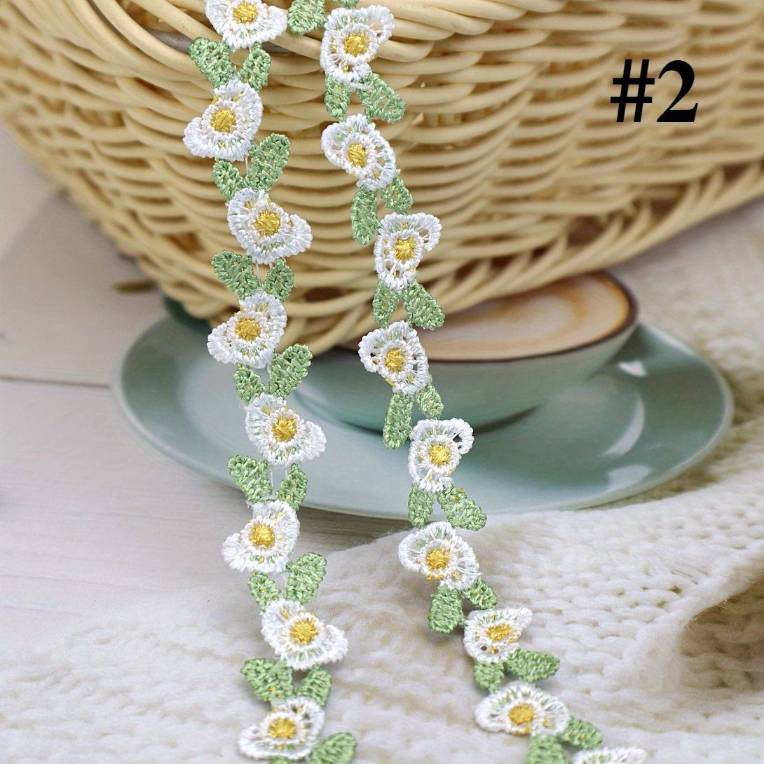 1 yard green floral lace ribbon flower embroidery beaded - Temu Canada