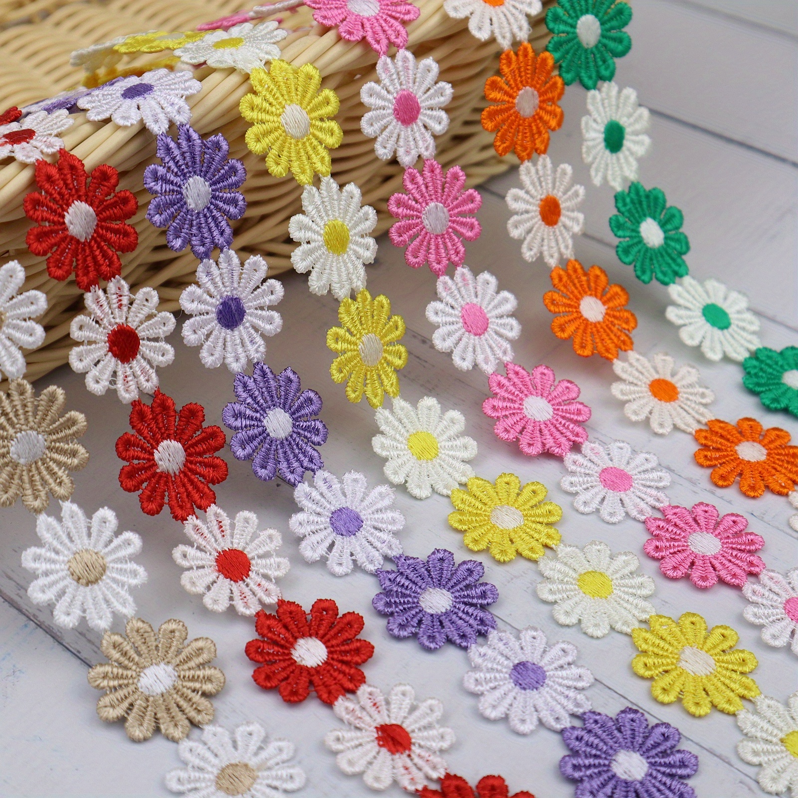 1 Yard Daisy Embroidered Lace Ribbon Diy Sewing Crafts Bags - Temu New ...
