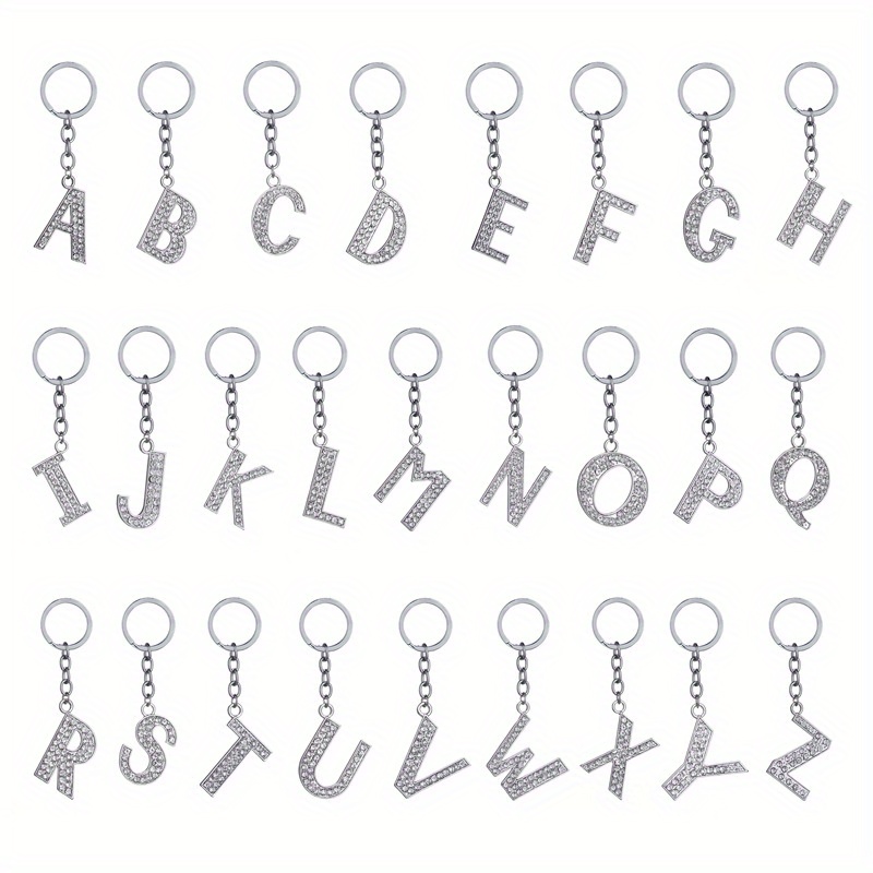Alphabet Keychain Shiny Metal Key Ring Purse Bag - Temu Australia