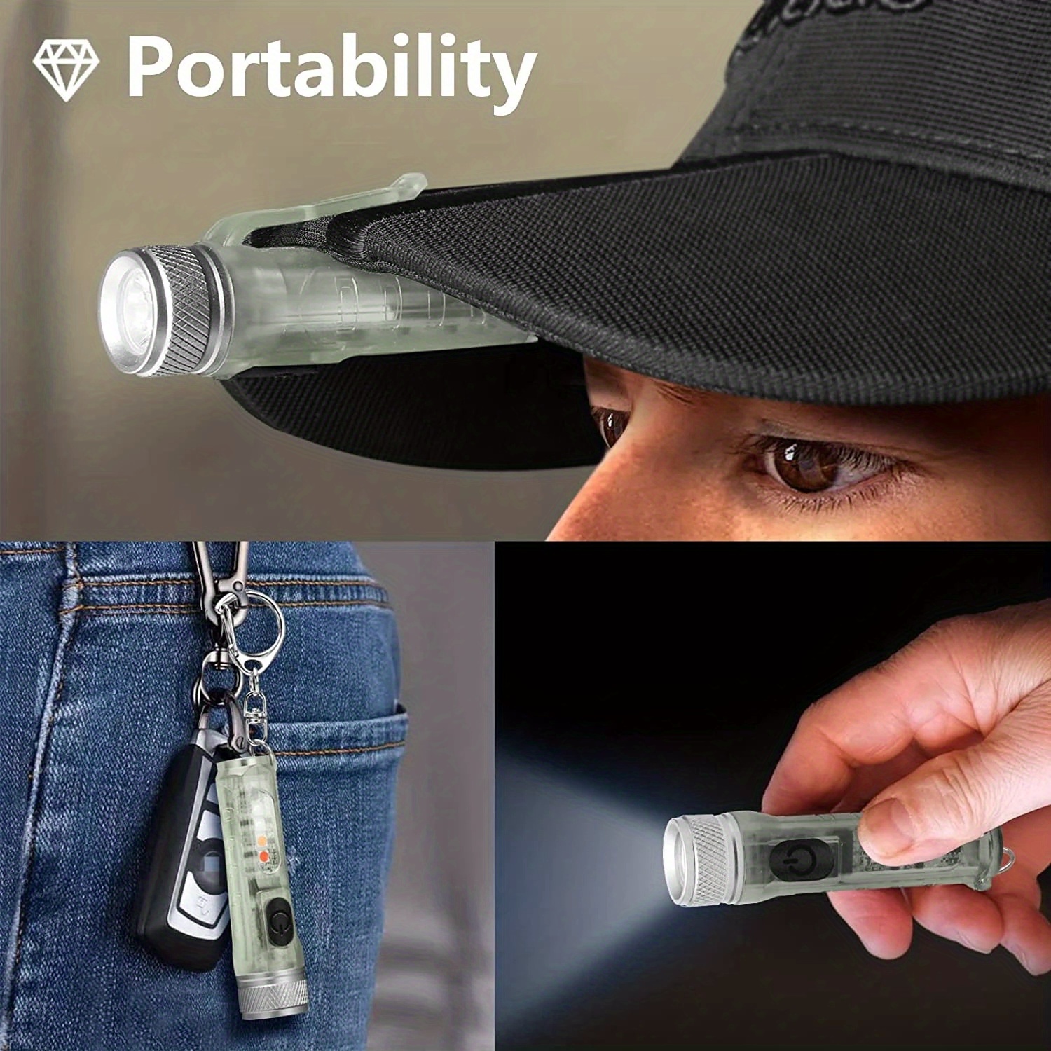 1pc 3led Luminous Mini Flashlight For Keychain Super Bright Lightweight ...