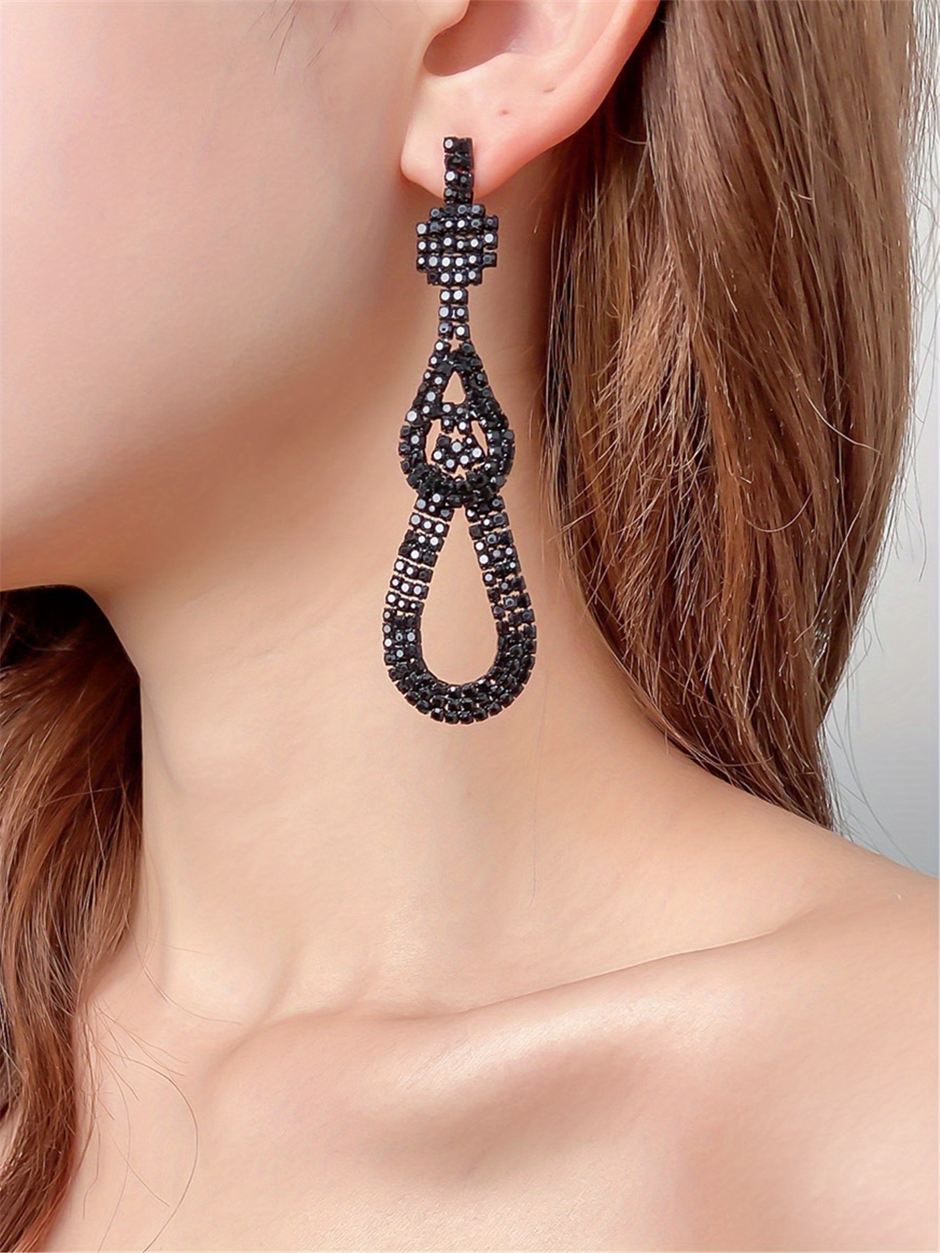 black decor hollow teardrop dangle earrings - Temu Australia