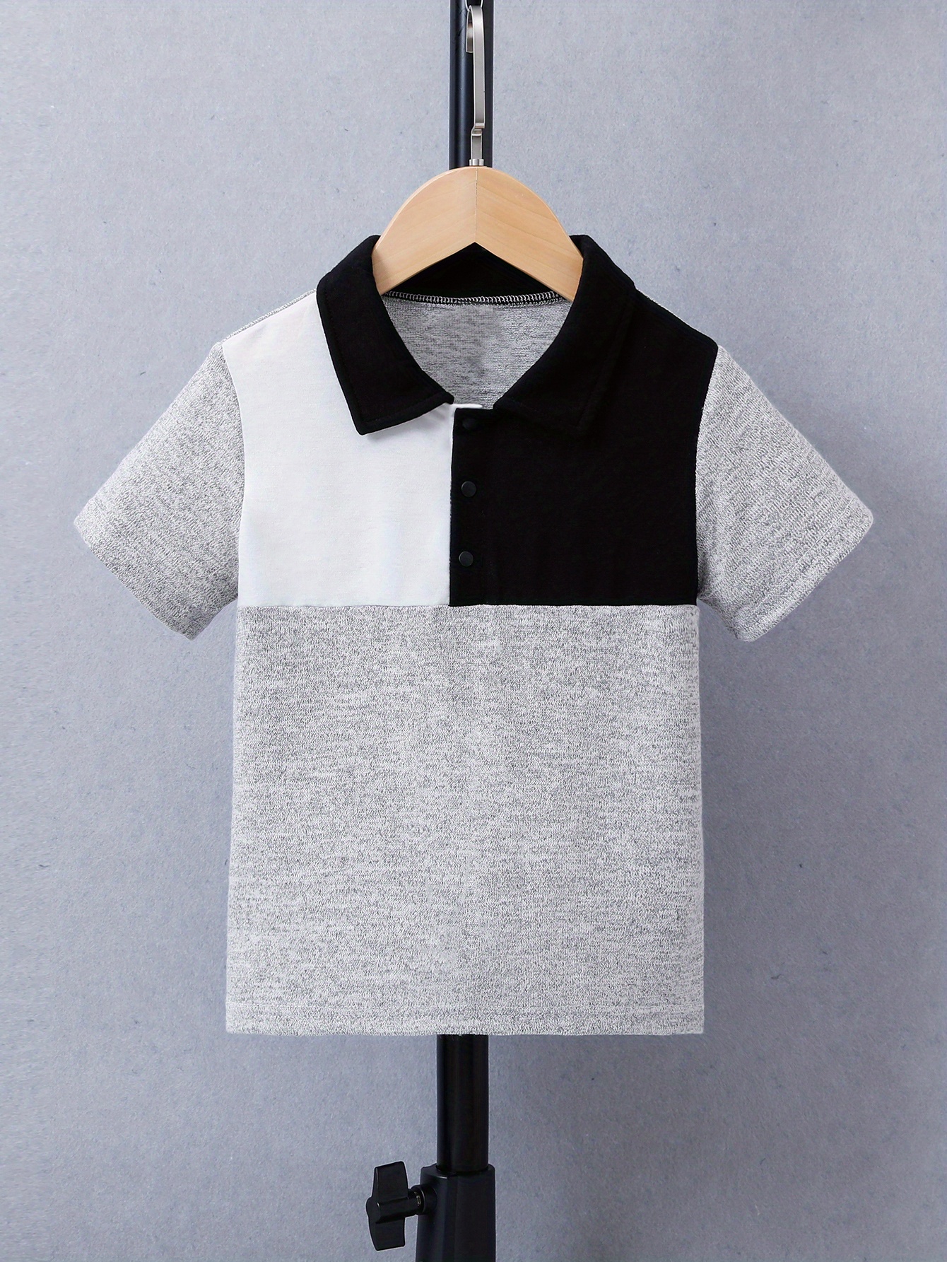 Boys Color Block Short Sleeves Shirt Preppy Style Kids - Temu Norway