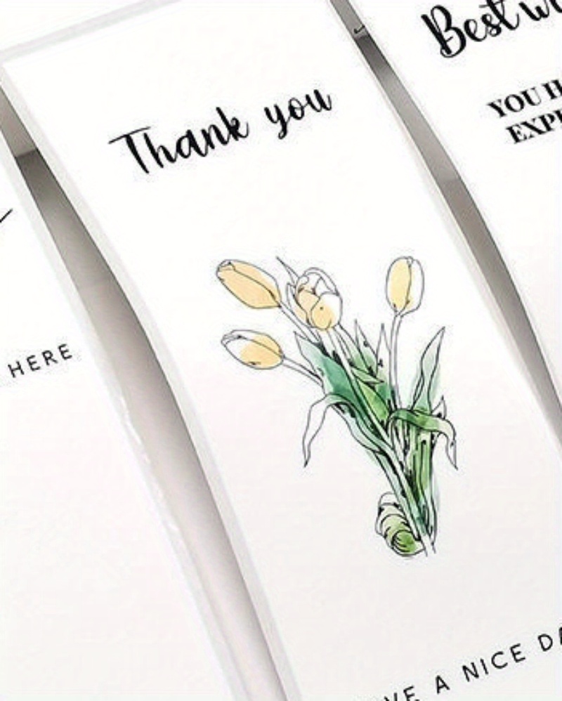 White Simple Tulip Rectangular Thank Sticker Gift Box Sealed - Temu ...