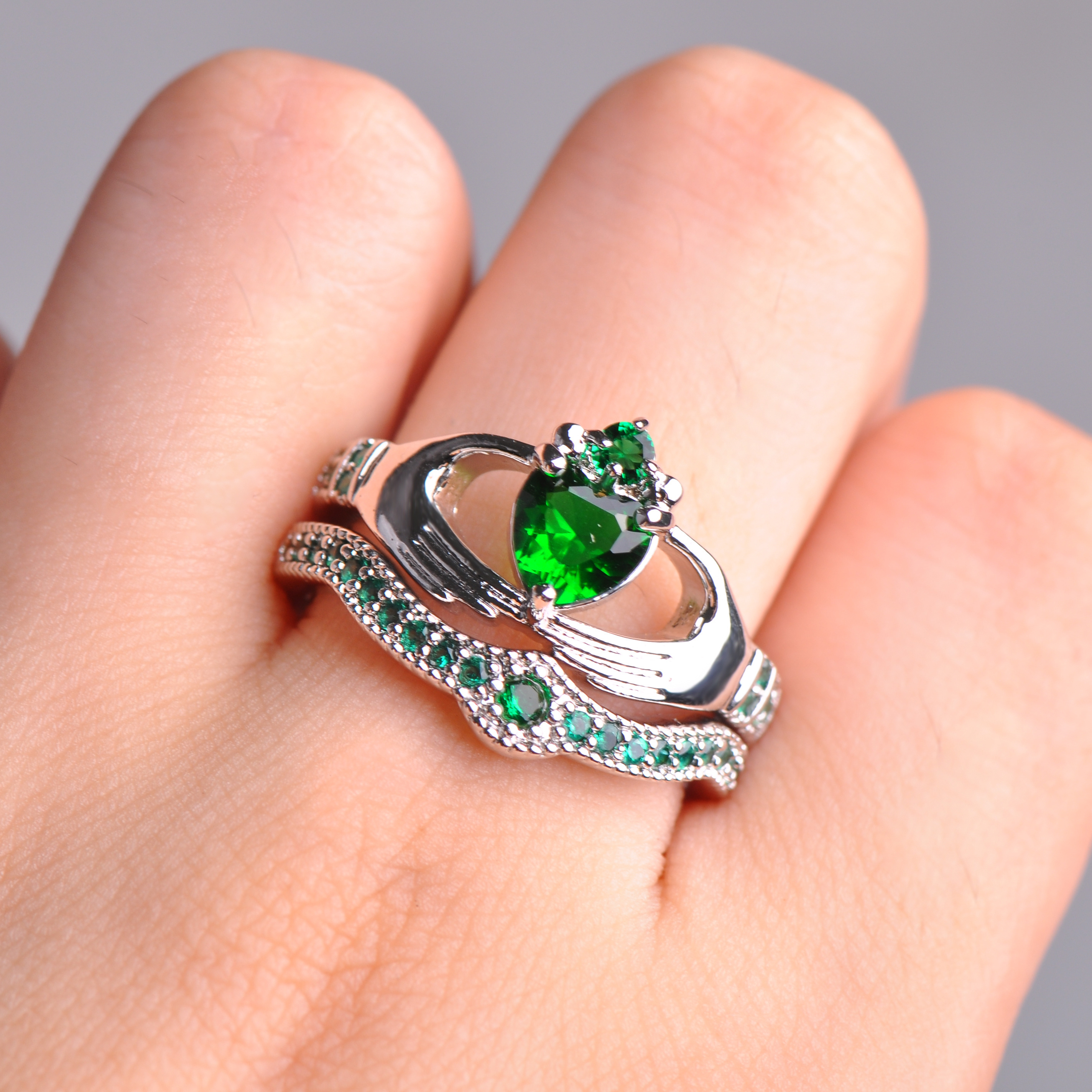 Inlaid Love Heart Shape Shiny Zircon Finger Ring Plated - Temu United ...