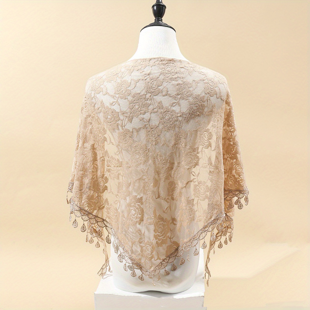 Lace Triangle Shawl Large Hollow Floral Scarf Elegant Wraps - Temu Norway