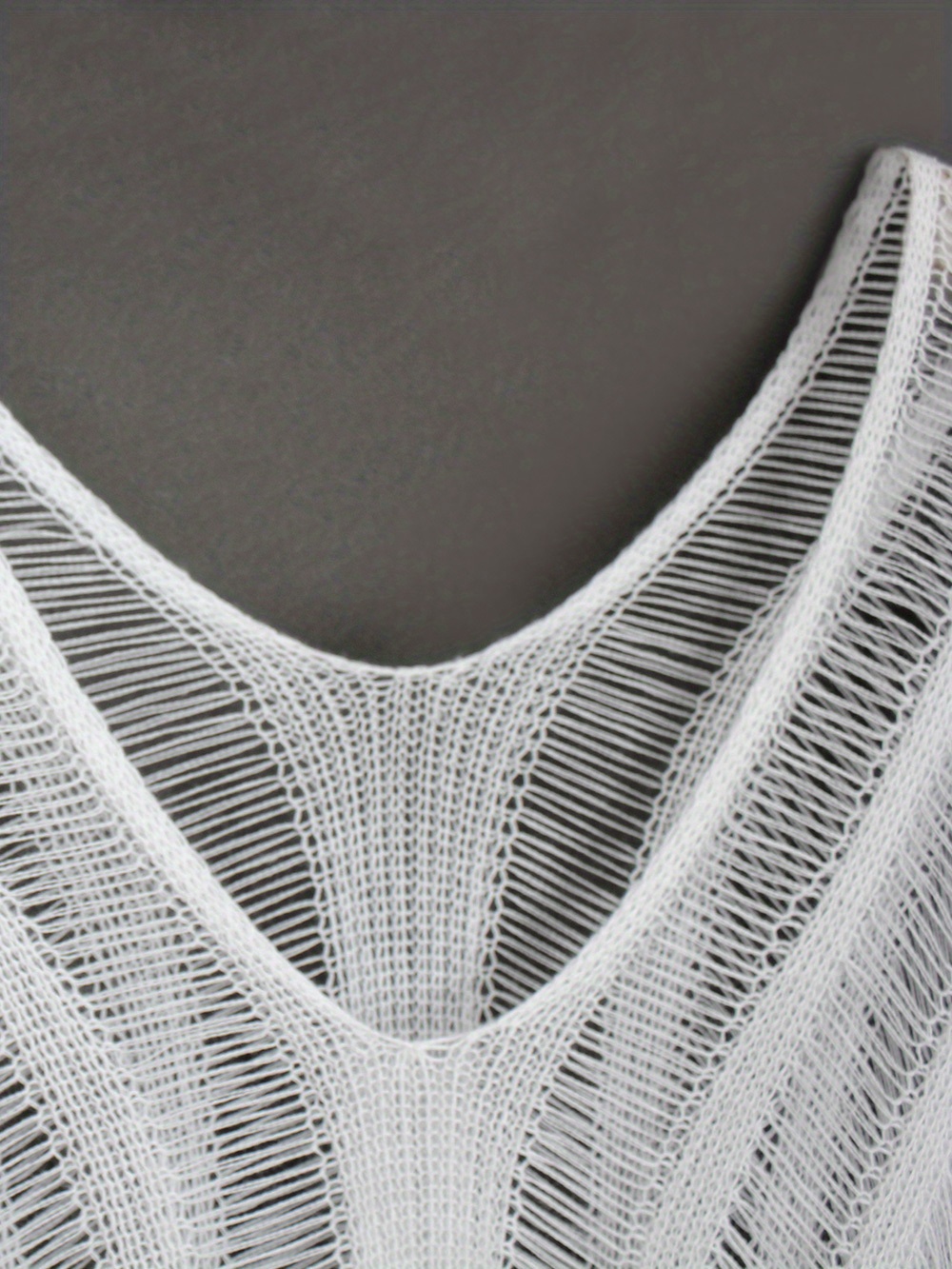 Solid Crochet Coverup Vacation V Neck Short Sleeve Beach Temu United