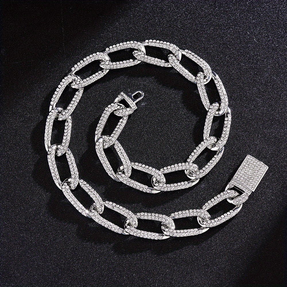 Large Round Cuban Chain Ice Out 15mm Necklace Ball Fashion Gift For Men ...