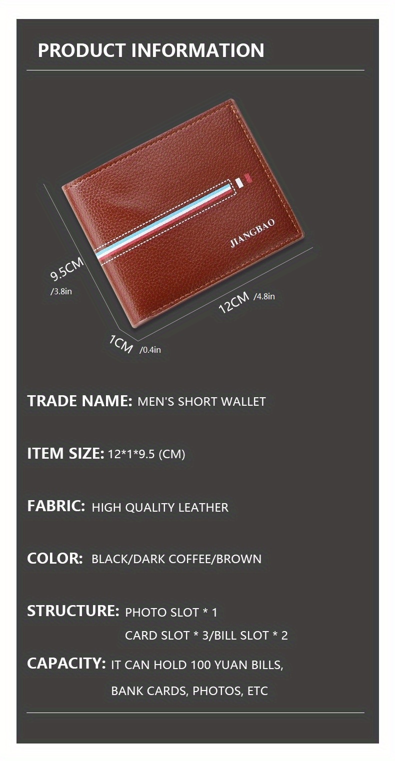 Mens Casual Simple Pu Leather Short Wallet - Bags & Luggage - Temu ...