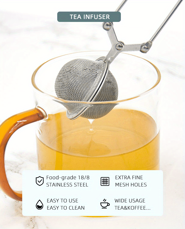 Premium Stainless Steel Snap Ball Tea Strainer Handle Fine - Temu ...