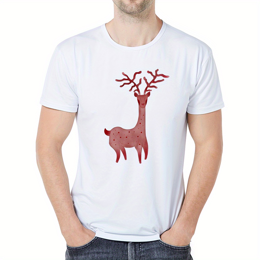 Deer 's Casual T shirt Deer Pattern Men's T - Temu Norway