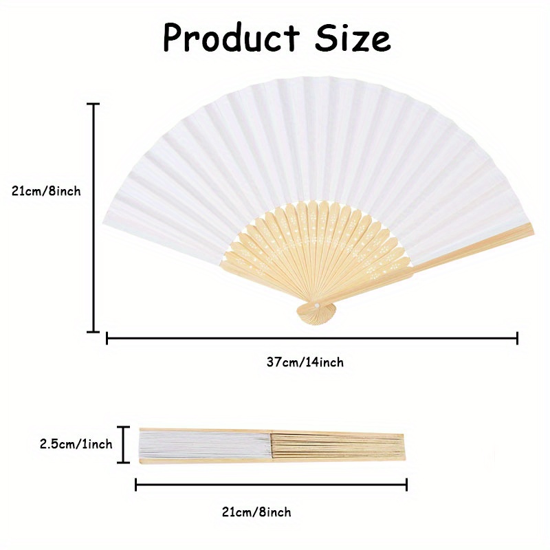 White Foldable Paper Fans Portable Chinese Style Bamboo Fans - Temu