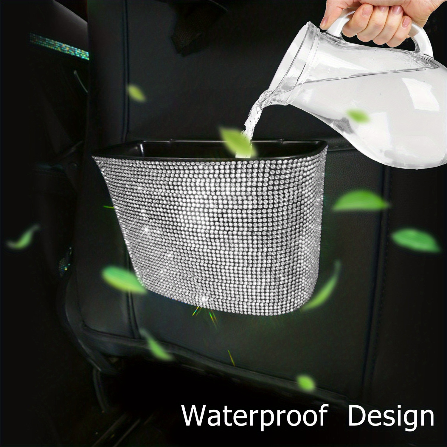 Sparkle Car Interior Car Artificial Diamond Trash Cans! - Temu United ...