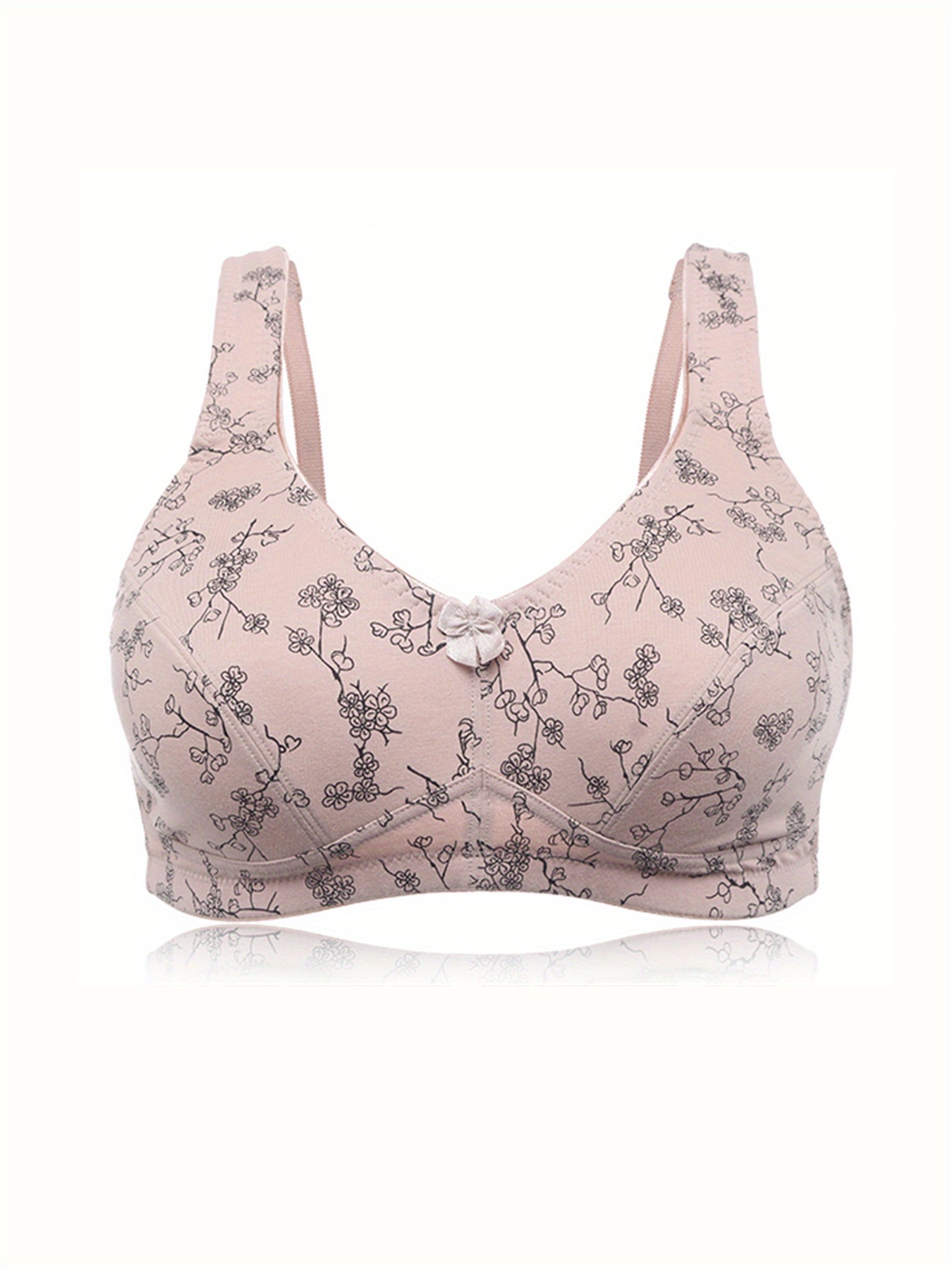 Floral Print Full Coverage Bra Comfy Soft Wireless Intimates Temu