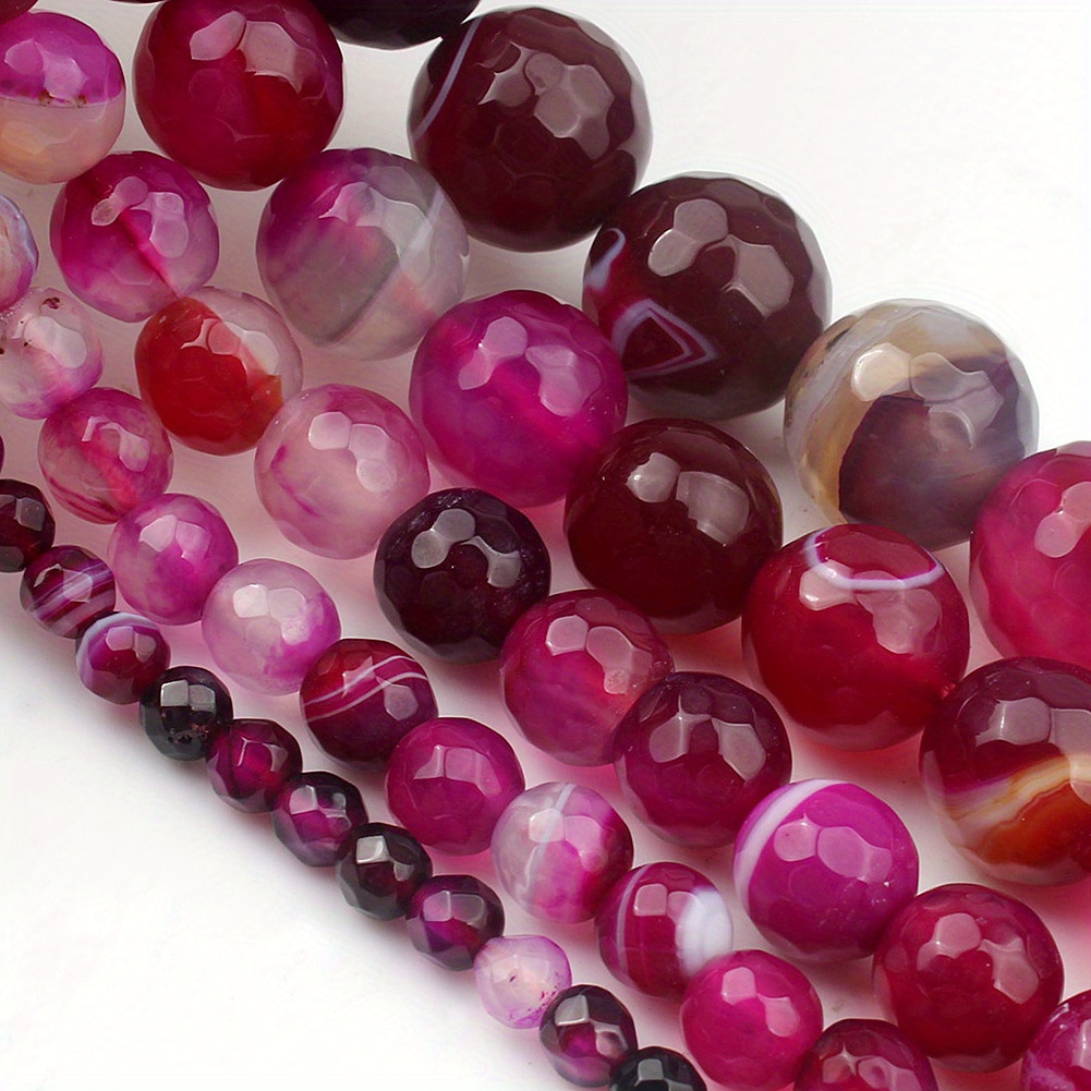 Faceted Natural Stone Rose Striped Agates Stone Beads - Temu United Kingdom