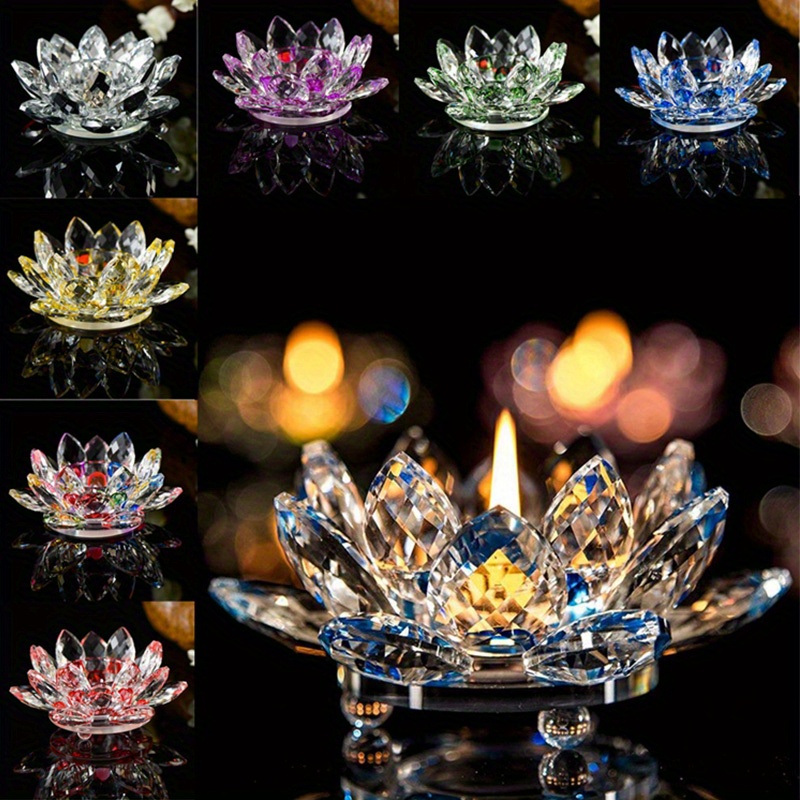 Beautiful Crystal Lotus Flower Glass Tealight Candle Holder - Temu United