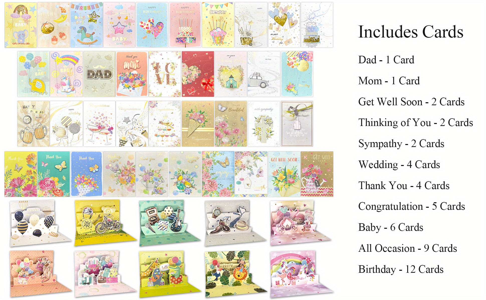 20/48 cards envelopes greeting card combo box cards - Temu