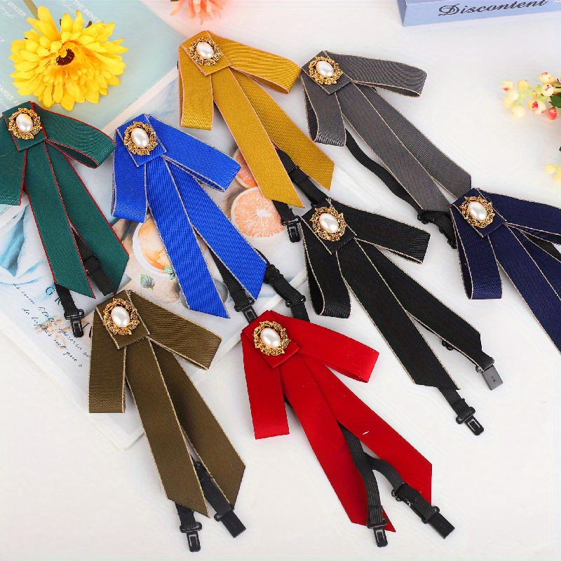 Classic Ribbon Bow Tie Pearl Decor Simple Bowknot - Temu Netherlands