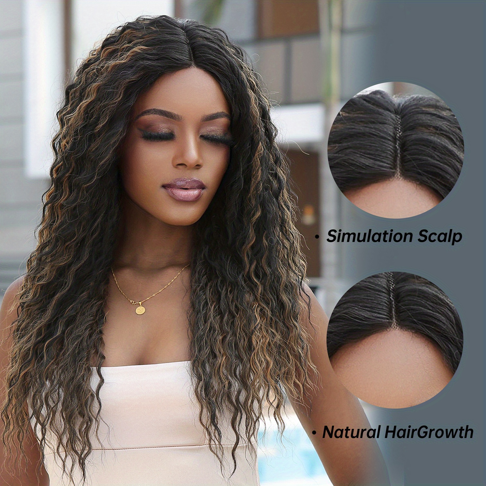 Brown Mixed Black Long Curly Wavy Lace Front Wigs Highlight Temu