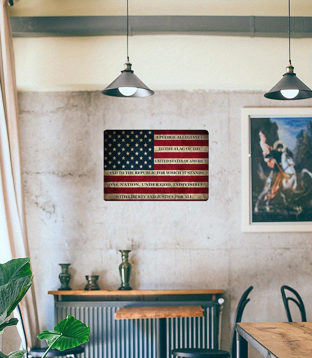 Usa American Flag Metal Tin Sign Vintage Us Pledge Of - Temu