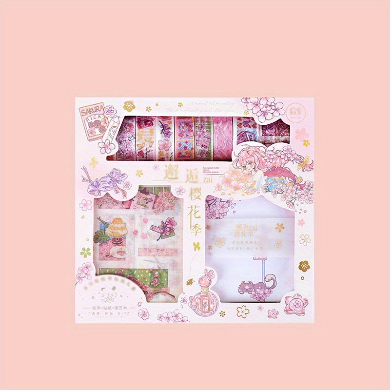 1 Box Cute Cartoon Stickers Tape Notes Gift Box Set For Scrapbook Bag ...