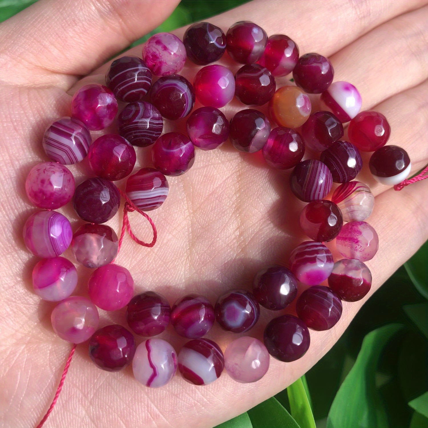 Faceted Natural Stone Rose Striped Agates Stone Beads - Temu United Kingdom