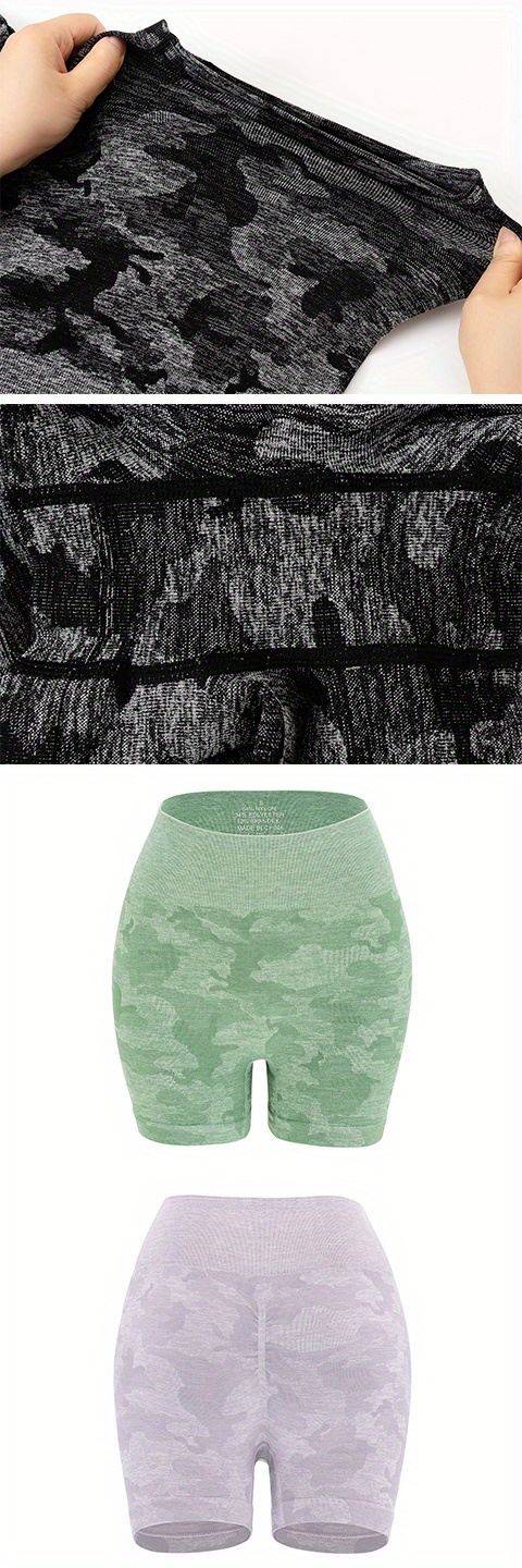 Camouflage Sports Shorts High Waist Stretchy Fitness Workout Gym Sports ...