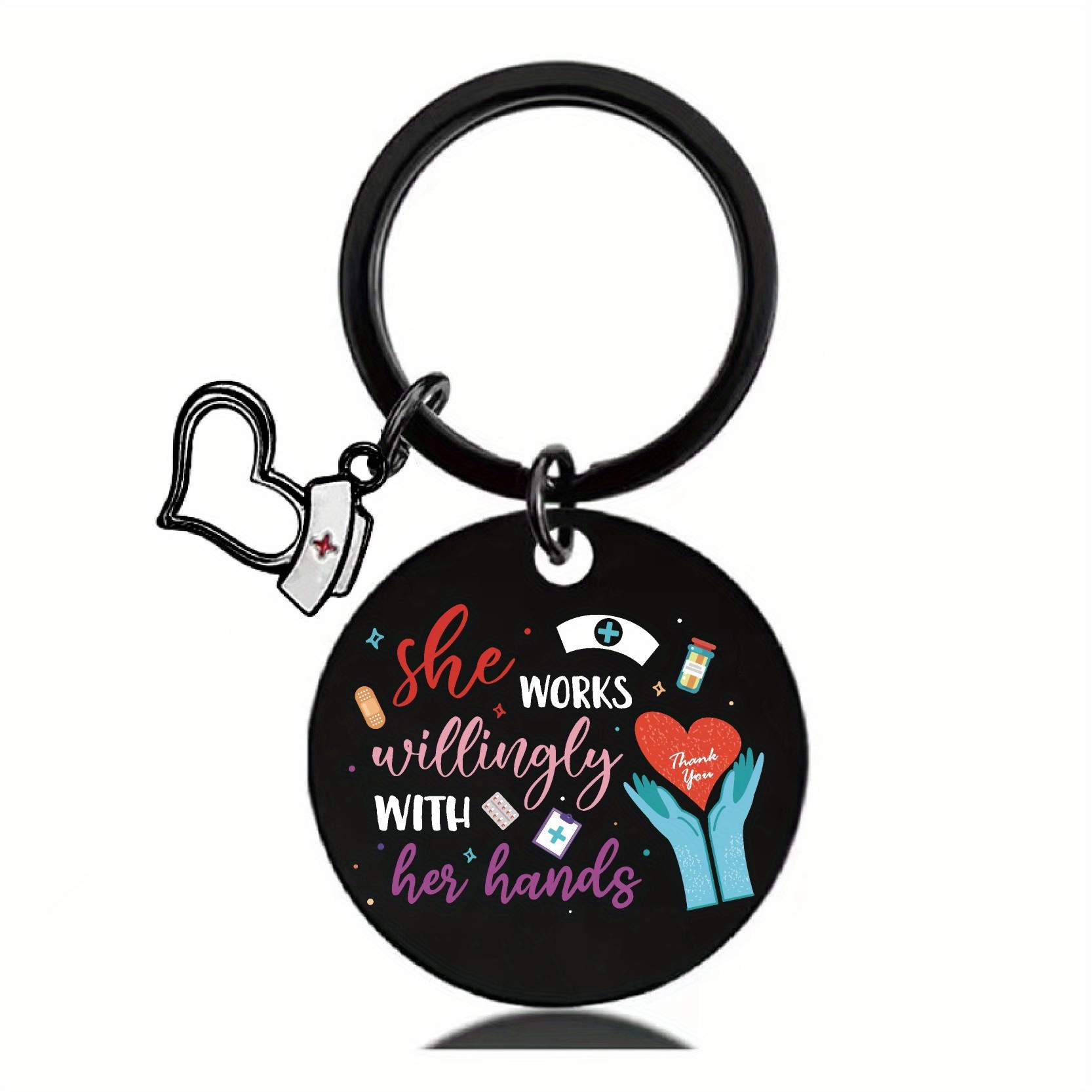 Letter Print Keychain Cute Pendant Decor Key Ring Stainless - Temu ...