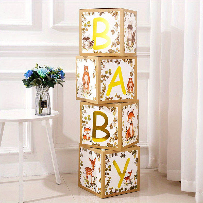 4pcs Linen Pattern Small Animal Pattern Paper Baby Printing Box Party ...