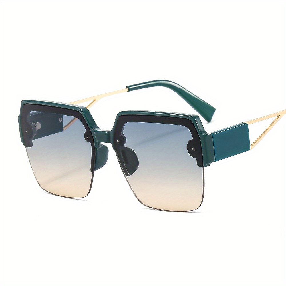 Oversized Square Frame Women Men Gradient Lens Semi Rimless - Temu