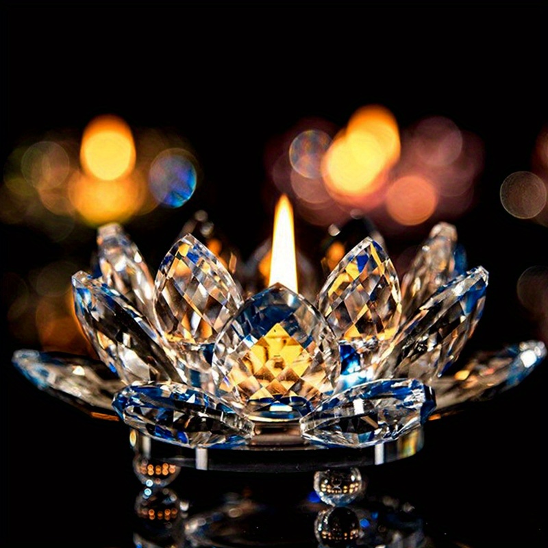 Beautiful Crystal Lotus Flower Glass Tealight Candle Holder - Temu United