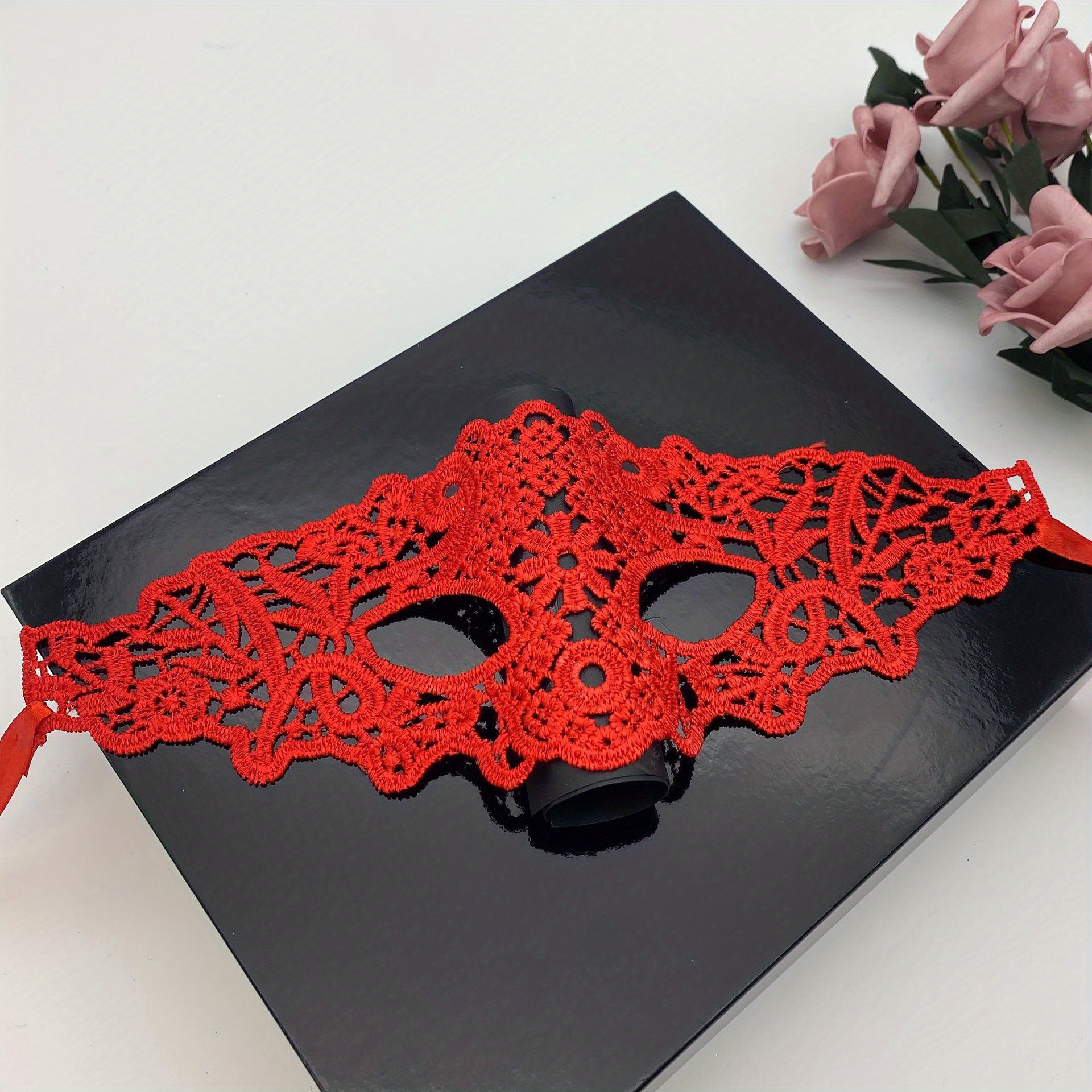 Red Sexy Lace Half Face Mask Prom Adult Princess Sexy - Temu Australia