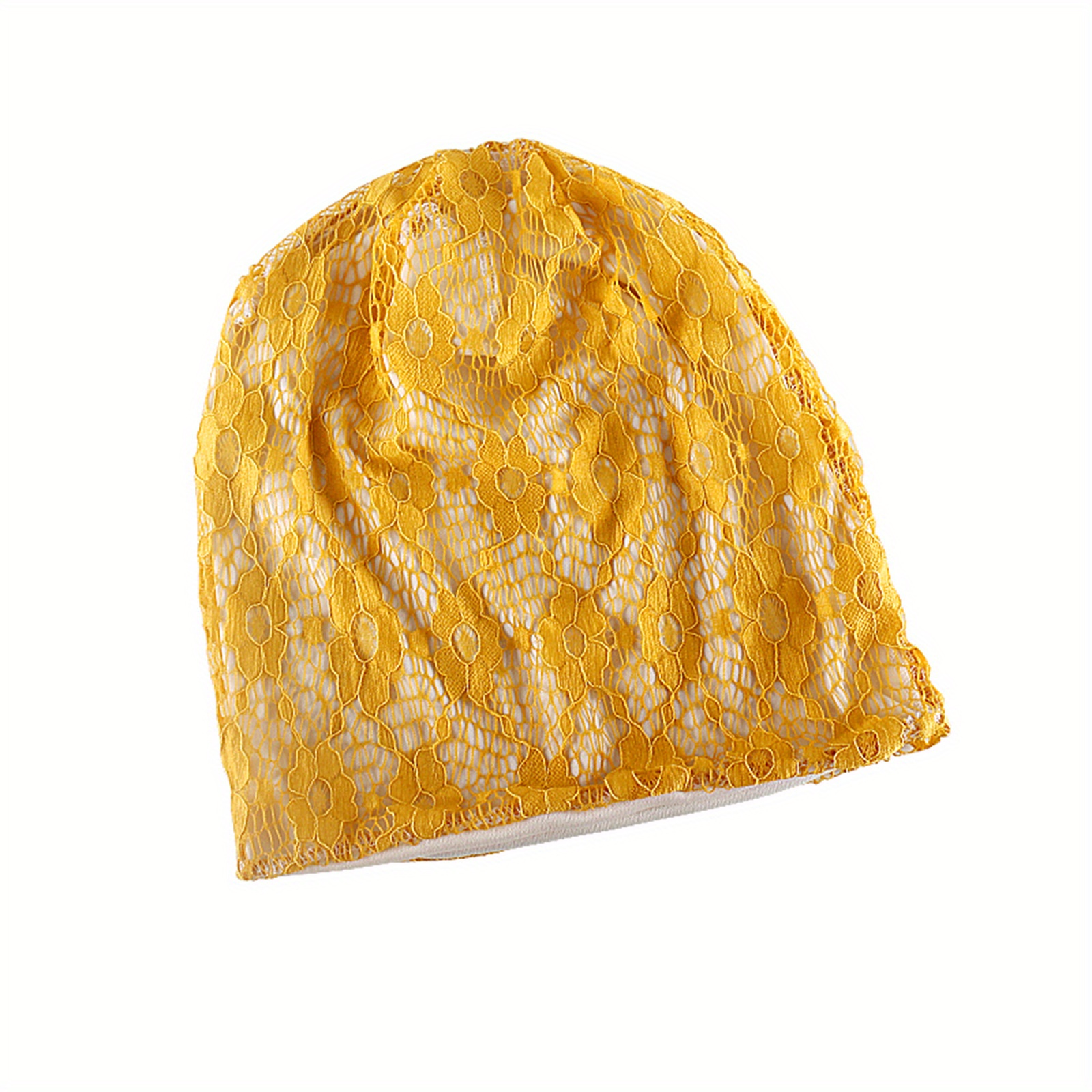 Elegant Yellow Lace Beanies Lightweight Breathable Beanie - Temu United ...