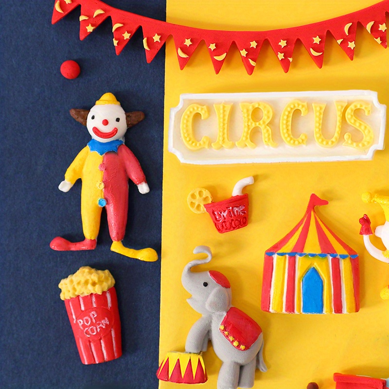 Circus Popcorn Clown Animal Silicone Mold For Diy Handmade Fondant Cake ...