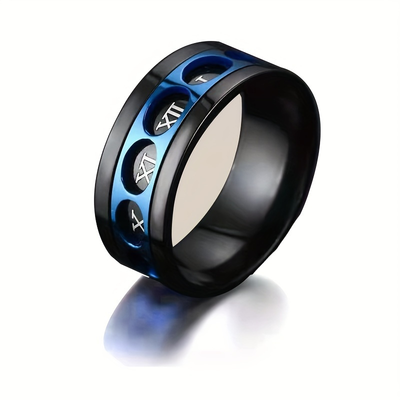 Hollow Stainless Steel Rotating Ring Men's Trendy Blue/rose - Temu ...