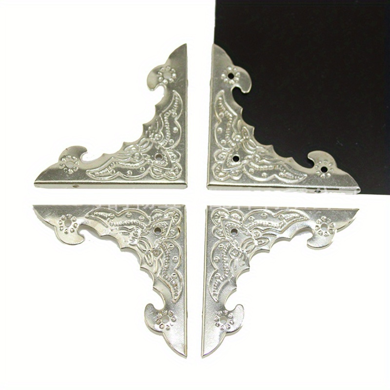 12pcs Antique Jewelry Box Corner Foot Wooden Case Corner Protector Bronze Tone Flower Pattern ...