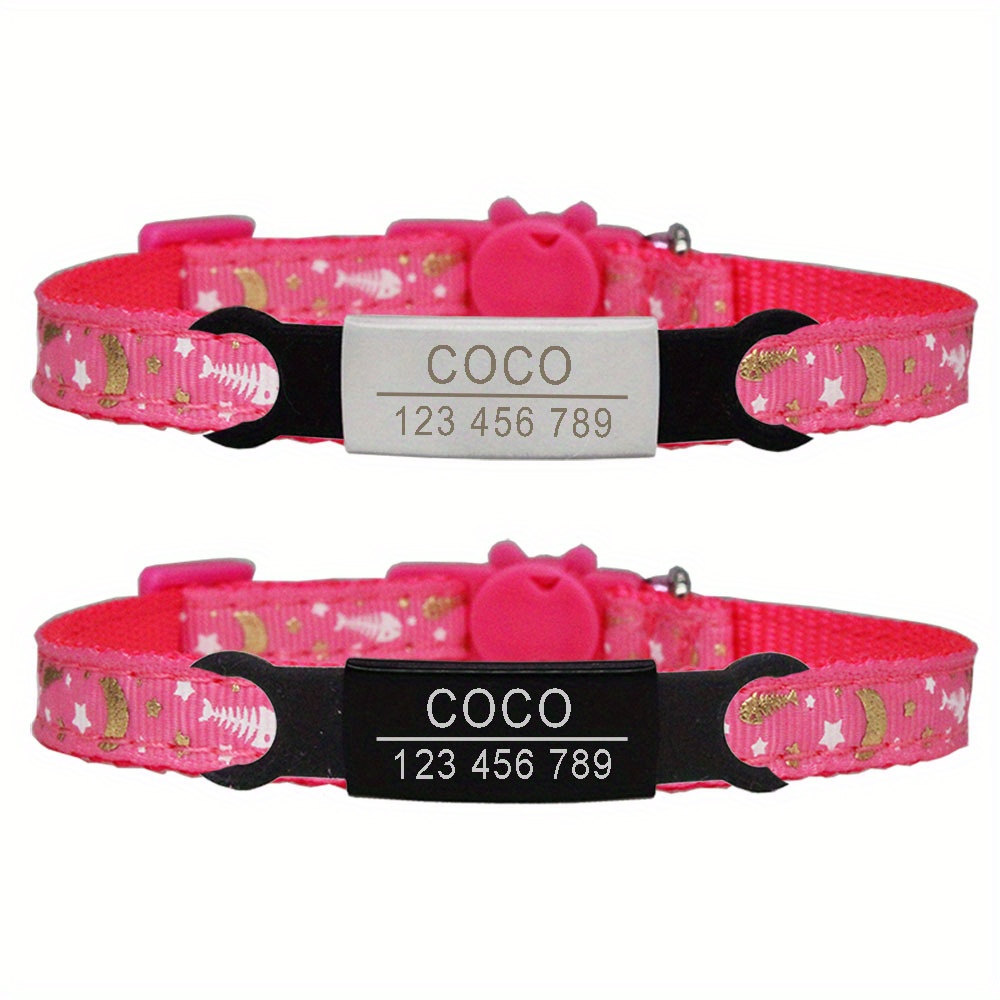 Customized Fish Pattern Cat Name Collar Cat Collar - Temu New Zealand