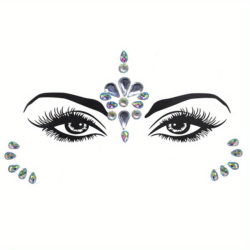3d Face Crystal Jewels Tattoo Sticker Face Rhinestones Sticker Music ...